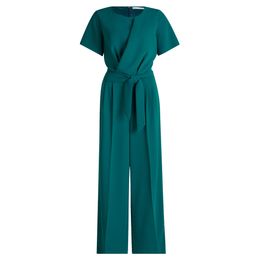 BETTY & CO Jumpsuit BETTY & CO "Jumpsuit mit Bindeg&uuml;rtel", Damen, Gr. 46, EURO, blau (deep teal), Obermaterial: 100% Polyester PES., Overalls Jumpsuit