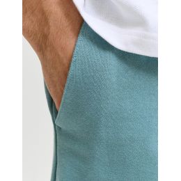 Jack & Jones PlusSize Sweatshorts "JPSTGORDON COLLEGE SWEAT SHORTS MI PLS", Damen, Gr. 46 (6XL), N-Gr, mineral blau, angeraute Sweatware, Obermaterial: 80% Baumwolle, 20% Polyester, JACK & JONES PLUSSIZE, unifarben, regular fit, Hosen Sweatshorts