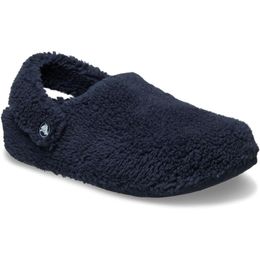 Clog Crocs "Classic Cozzzy Slipper", Damen, Gr. 38, navy, Croslite&trade;, Textil, Schuhe Clog, Hausschuh, mit kleiner Plateausohle