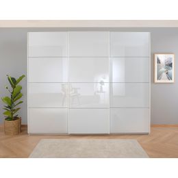 Schwebet&uuml;renschrank Rauch "Kleiderschrank Schrank Garderobe KOLUNA mit hochwertiger Glasfront", wei&szlig; (alpinwei&szlig;, glas kristallwei&szlig;), B:271cm H:210cm T:62cm, Holzwerkstoff, Schr&auml;nke, Schwebet&uuml;renschrank, inkl. 2 Innenschubladen sowie extra Einlegeb&ouml;den MADE IN GERMANY