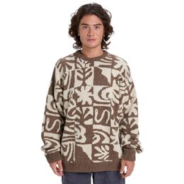 Strickpullover Quiksilver "Hall City Jacquard", Damen, Gr. XL, chocolate braun terreau desert, Obermaterial: 28% Walkfrottier, 28% Polyamid, 20% Modacryl, 10% Seide, 9% Linen, 5% Recycled andere Fasern;, Pullover Strickpullover