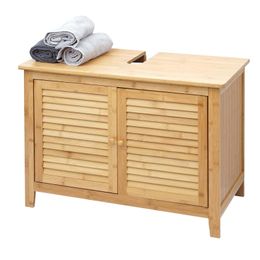 Waschbeckenunterschrank MCW-B18, Badezimmer Badschrank, Bambus ~ 60x80x40cm