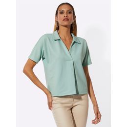 CR&Eacute;ATION L Fledermausshirt CREATION L "Poloshirt", Damen, Gr. 36, kalkmint, 95% Polyester, 5% Elasthan, unifarben, V-Ausschnitt, Shirts Fledermausshirt