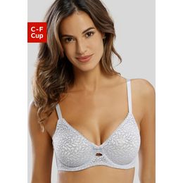 Damen Minimizer-BH, NUANCE BY LASCANA, Gr. 95, grau, Spitze, Obermaterial: 91% Polyamid, 9% Elasthan, BHs, mit B&uuml;gel aus leicht transparenter Spitze