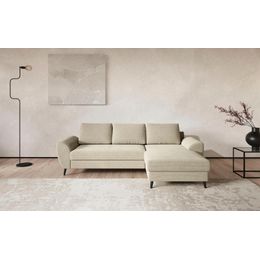 Ecksofa COTTA "Terra L-Form, Breite 255 cm", nata, B:255cm H:83cm T:154cm, 96% POLYESTER (PES) 4% POLYAMID(PA), Sofas, Ecksofa, wahlweise mit Bettfunktion