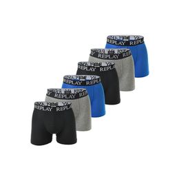 Boxershorts Replay "Boxershort 6er Pack", Herren, Gr. L, bunt (schwarz, grau, blau), Obermaterial: 95% Baumwolle CO. 5% Elasthan EL., Unterhosen Boxershorts