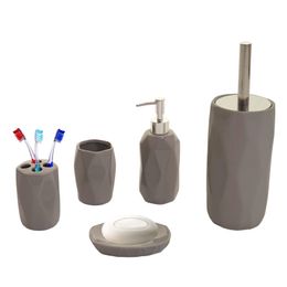 5-teiliges Badset MCW-H88, WC-Garnitur Badezimmerset Badaccessoires, Keramik ~ grau