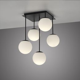 OTTO HOME Deckenleuchte "Nellin", schwarz, glas opal matt wei&szlig;, 5, &Oslash; 16cm H: 58,5cm, Leuchten, Deckenlampe mit gro&szlig;en Glaskugeln, amberfarben oder opal matt wei&szlig;, Deckenleuchte