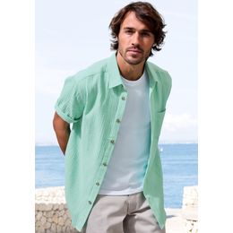 Beach Time Kurzarmhemd BEACHTIME "Regular fit", Herren, Gr. S (37/38), N-Gr, gr&uuml;n (mint), Web, Obermaterial: 100% Baumwolle, unifarben, regular fit, Rundhals, abgesteppte Kante, Hemden Kurzarmhemd, Kurzarm, Freizeithemd aus Musselin-Ware