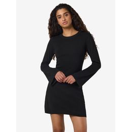 Strickkleid Noisy may "NMTIFFANY L/S KNIT DRESS FWD NOOS", Damen, Gr. M, N-Gr, schwarz, Strick, Obermaterial: 100% Polyester, unifarben, figurbetont kurz, Rundhals, ausgestellter Saum, Kleider Strickkleid