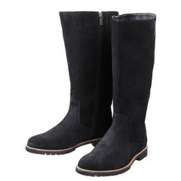 sheego Damen Weitschaftstiefel, Gr. 42, schwarz, Leder, Veloursleder, Schuhe