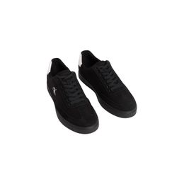Sneaker Calvin Klein "LOW PROF CUPSOLE CV", Herren, Gr. 43, schwarz, wei&szlig;, Leder, Textil, unifarben mit Farbeins&auml;tzen, Basic, Schuhe Sneaker, Freizeitschuh, Halbschuh, Schn&uuml;rer mit CK-Logo
