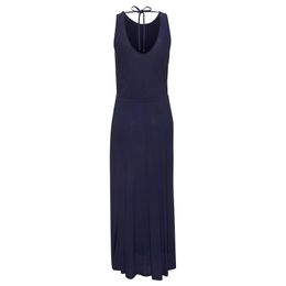 Maxikleid Lascana, Damen, Gr. 38, N-Gr, blau (marine), Jersey, Obermaterial: 100% Viskose, unifarben, figurumspielend lang, Rundhals, Kleider Maxikleid, aus Jerseyware, Strandkleid, casual