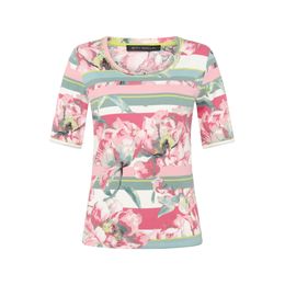 Rundhalsshirt Betty Barclay "Basic Shirt mit Rippenstruktur", Damen, Gr. 44, rosa (ros&eacute;, cream), Obermaterial: 95% Baumwolle CO. 5% Elasthan EL., Shirts Rundhalsshirt