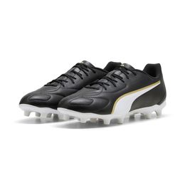 Fu&szlig;ballschuh Puma "KING 20 PLAY FG/AG", Gr. 47, Puma schwarz, Puma wei&szlig;, Puma gold, Synthetik, Schuhe Fu&szlig;ballschuh, f&uuml;r Rasenpl&auml;tze, weiches Obermaterial aus Synthetik