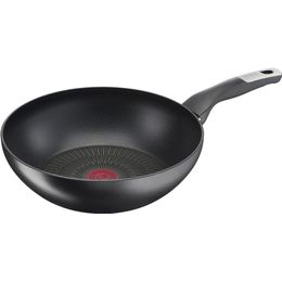 Wok Tefal "Unlimited", schwarz, B:28,5cm H:8cm L:46,7cm &Oslash;:28cm, Pfannen, Wok, kratzfest, Induktion, Temperaturanzeiger, Made In France, &Oslash; 28 cm