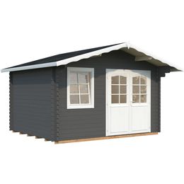 Gartenhaus Palmako "Emma", dunkelgrau, wei&szlig;, Fu&szlig;boden im Gartenhaus, ohne Dacheindeckung, Massivholz, Gartenh&auml;user, Gartenhaus, verschiedene Farben
