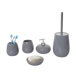 5-teiliges Badset MCW-C72, WC-Garnitur Badezimmerset Badaccessoires, Keramik ~ grau