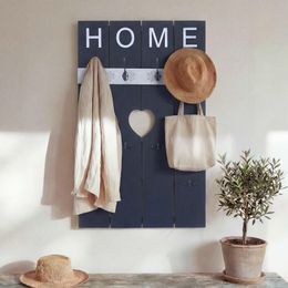 Wandgarderobe MCW-C89 Home, Garderobenpaneel Garderobe, Shabby-Look Vintage, 8 Haken 91x60cm ~ dunkelgrau, shabby