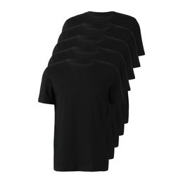 s.Oliver Herren T-Shirt, schwarz, Gr. M, unifarben, Jersey, Obermaterial: 100% Baumwolle, Shirts, 5er Pack mit Rundhals