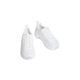 Plateausneaker Calvin Klein "CHUNKY RUN CKSTRIPE LUP SP KN", Damen, Gr. 38, wei&szlig;, Textil, Minimalmuster, unifarben, Basic, Schuhe Plateausneaker, Chunky-Sneaker, Halbschuh, Schn&uuml;rer mit Logoschriftzug