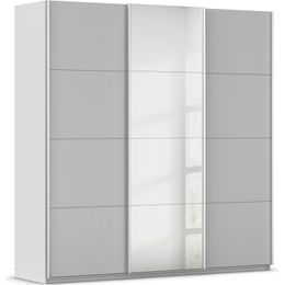 Schwebet&uuml;renschrank OTTO HOME "Kleiderschrank Schrank Schlafzimmerschrank Garderobe AGORDO", grau (seidengrau, griffleisten alufarbig), B:203cm H:210cm T:62cm, Holzwerkstoff, Schr&auml;nke, Schwebet&uuml;renschrank, Top Innenausstattung, in 4 Breiten und 2 H&ouml;hen MADE IN GERMANY