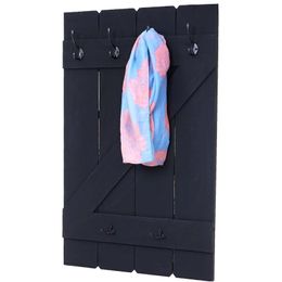 Wandgarderobe MCW-D13, Garderobe Garderobenpaneel, 6 Haken 91x60cm ~ dunkelgrau shabby