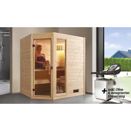 Sauna Weka "Valida", beige (natur), Saunaofen, integrierte Steuerung, 5,4 kW, Saunen, Sauna, 5,4 kW-Ofen mit integrierter Steuerung