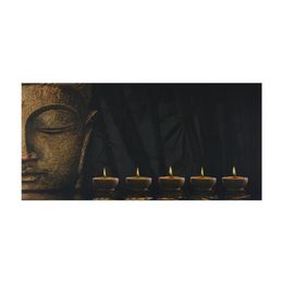 MCW LED-Bild, Leinwandbild Wandbild Leuchtbild, Timer MVG-zertifiziert ~ 110x55cm Buddha, flackernd