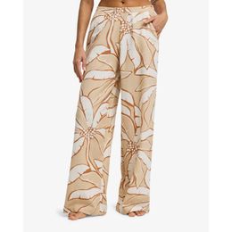 Strandhose Billabong "TROPIC BREEZE ELST PNT", Damen, Gr. XS (34), N-Gr, stone, Obermaterial: 48% Viskose, 44% Baumwolle, 8% Leinen, Hosen Strandhose, aus Viskose, Baumwolle und Leinen, sportlicher Stil