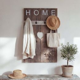 Wandgarderobe MCW-C89 Home, Garderobenpaneel Garderobe, Shabby-Look Vintage, 8 Haken 91x60cm ~ braun, shabby