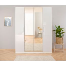 Dreht&uuml;renschrank Rauch "Kleiderschrank Schrank Garderobe Ankleide KOLUNA mit Hochglanz-Front", wei&szlig; (alpinwei&szlig;, hochglanz wei&szlig;), B:181cm H:210cm T:54cm, Holzwerkstoff, Schr&auml;nke, Dreht&uuml;renschrank, mit Spiegel, inkl. 2 Innenschubladen sowie extra B&ouml;den MADE IN GERMANY