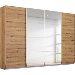 Schwebet&uuml;renschrank Rauch "Kleiderschrank Schrank Garderobe W&auml;scheschrank Ankleide SYNCRONO", braun (eichefarben artisan, spiegel), B:271cm H:211cm T:62cm, Holzwerkstoff, Schr&auml;nke, Schwebet&uuml;renschrank, Mittelt&uuml;ren mit praktischer Synchron-&Ouml;ffnung MADE IN GERMANY