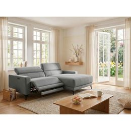 Ecksofa OTTO HOME "LEWII, L-Form, 213 cm - elektr. Relaxfunktion", anthrazit, B:213cm H:70cm T:163cm, Webstoff 100% Polyester, Sofas, Ecksofa, mit USB A/C-Anschluss. Federkern, verstellbaren Kopfst&uuml;tzen, Webstoff