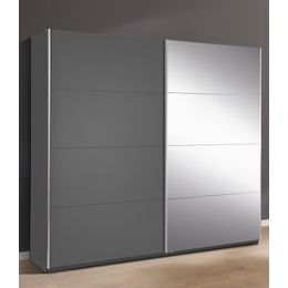 Schwebet&uuml;renschrank Rauch "Kleiderschrank Schrank Ankleide Garderobe Schlafzimmerschrank MOITA", grau (graumetallic), B:271cm H:210cm T:62cm, Holzwerkstoff, Schr&auml;nke, Schwebet&uuml;renschrank, mit Spiegel und Metallgriffleisten in Alu MADE IN GERMANY