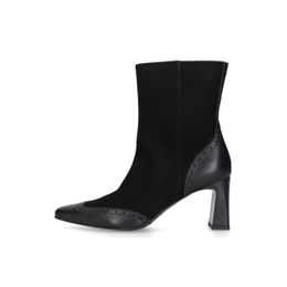 Henry Stevens Damen Schlupfboots "Madison ZB70", Gr. 42schwarz, Ziegenvelours und Kalbsleder, Schuhe, Damen Stiefelette mit Absatz handgefertigt,
