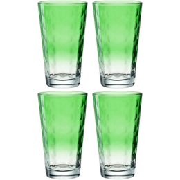 Gl&auml;ser-Set Leonardo "OPTIC", gr&uuml;n (hellgr&uuml;n), H:16cm &Oslash;:9,2cm, Glas, Trinkgef&auml;&szlig;e, Gl&auml;ser-Set, 540 ml, 4-teilig