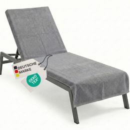 NYVI Frottee Schonbezug f&uuml;r Gartenliege NYVISpa 75x200 cm - Hygiene Liegestuhlauflage f&uuml;r Sonnenliegen Strandliegen Farbe:Grau