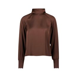 Satinbluse Zero "Satinbluse mit Stehkragen", Damen, Gr. 38, braun (chicory coffee), Obermaterial: 100% Polyester PES., Blusen Satinbluse
