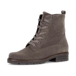 Schn&uuml;rstiefelette Gabor, Damen, Gr. 42, beige (taupe), Veloursleder, Schuhe Schn&uuml;rstiefelette, Blockabstz, Schn&uuml;rboots mit zweckm&auml;&szlig;igem Innenrei&szlig;verschluss