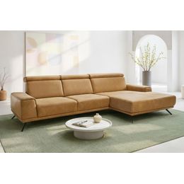 Ecksofa DIE PLANBAR "PN-EM22041 L-Form", gelb (kurkuma), B:335cm H:89cm T:188cm, Sofas, Ecksofa, wahlweise motorisches Canape oder Sitztiefenverstellung