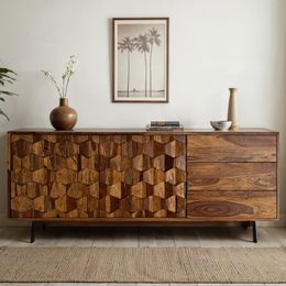 Sideboard FineBuy Kommode Sheesham Massivholz 175 cm Anrichte Loft Industrial