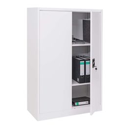 Aktenschrank MCW-H17, Stahlschrank B&uuml;roschrank Schrank, 2 T&uuml;ren abschlie&szlig;bar Metall ~ 140x90x40cm wei&szlig;