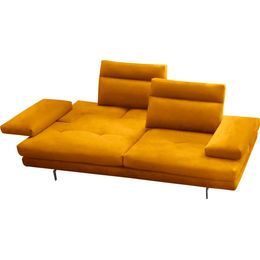 3,5-Sitzer Calia italia "Toby Wing, 228 cm breit, italienisches Designsofa, Megasofa", gelb (ocra mario), B:228cm H:90cm T:113cm, Mikrofaser mit Nubuk Optik (100% Polyester), Sofas, 3 5-Sitzer, inkl. Sitztiefenverstellung und Armteilfunktion, F&uuml;&szlig;e in Schwarz matt