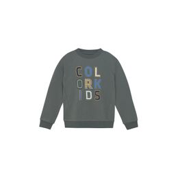 Sweater Color Kids "Sweater COSweat W. JR. Logo Print", M&auml;dchen, Gr. 104, gr&uuml;n (balsam gr&uuml;n), Obermaterial: 95% Baumwolle CO. 5% Elasthan EL., Sweatshirts Sweater