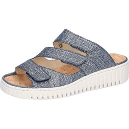Waldl&auml;ufer Pantolette WALDL&Auml;UFER "H-WILLOW", Damen, Gr. 5,5 (38,5), blau (marine), Nubukleder, meliert, Basic, Schuhe Pantolette, Sommerschuh, Hausschuh, Klettschuh in Komfortweite H (= sehr weit)