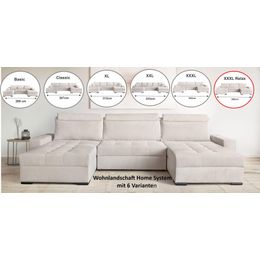 Wohnlandschaft OTTO HOME "Home System U-Form, von B: 269-352 cm w&auml;hlbar, 6 Varianten zur Auswahl", grau, H:41cm T:161cm, 100%Polyester, Sofas, Wohnlandschaft, mit Bettfunktion, Bettkasten & Zierkissen, Federkern