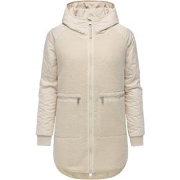 Fellimitatmantel Ragwear "Fellimitatmantel Longeddy", Damen, Gr. L, beige (ecru25), Obermaterial: 100% Polyester PES. Futter: 100% Polyester PES. 100% Polyester PES., M&auml;ntel Fellimitatmantel
