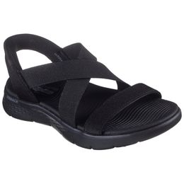 Sandale Skechers "GO WALK FLEX SANDAL-GLIMMER UP", Damen, Gr. 39, schwarz unifarben, Textil, Glitzer, Schuhe Sandale, Sommerschuh, Schlupfschuh mit Goga Mat Foatbed