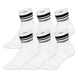 HUDDLE 6pk Short Crew Socks Double Stripe Unisex Socken